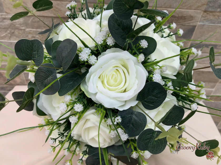 Fresh Look Ivory Roses With Eucalyptus *Special Edition* – GroovyRuby Ltd